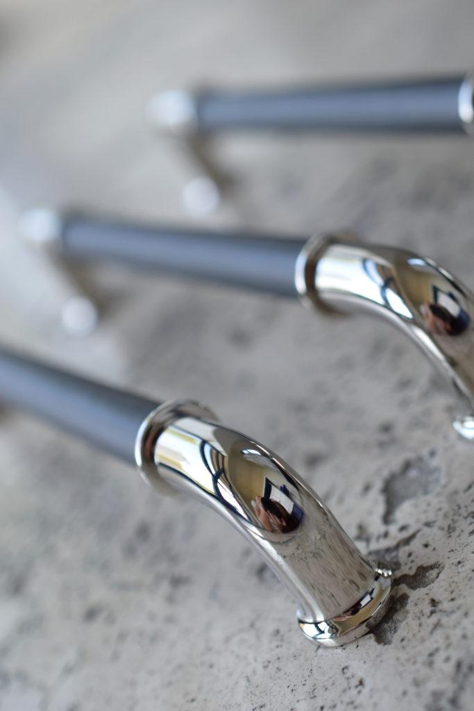 Barrel Goose Neck Combination Leather Cabinet Handle RF1197_Slate Grey ...