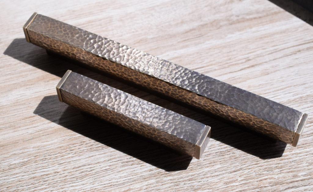 Square Scroll Solid Hammered Cabinet handle HS2233_Burnished brass (3) - Turnstyle Designs